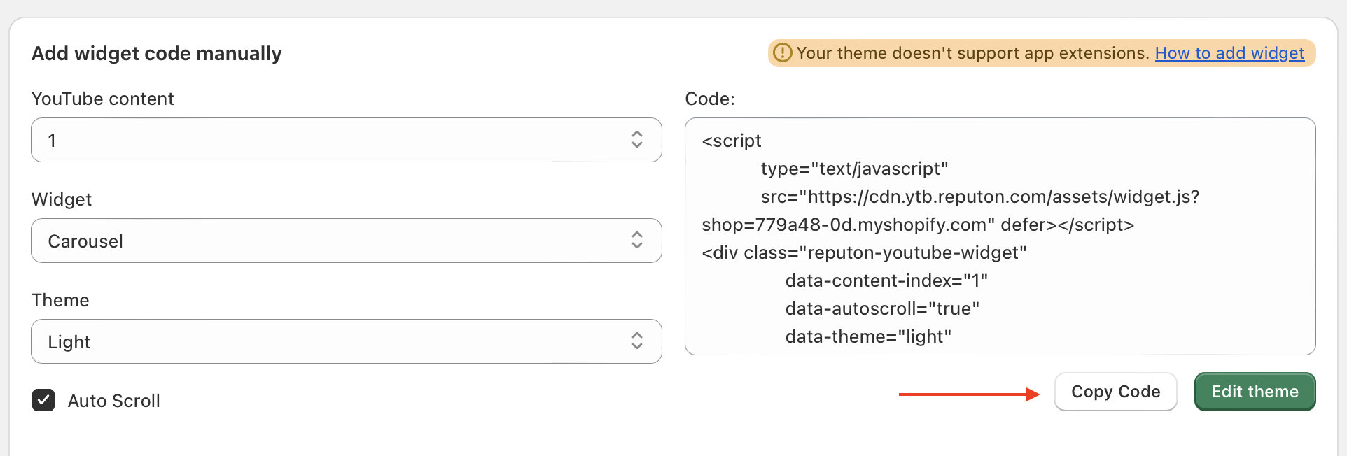 How to manually add widget code in vintage Shopify Themes